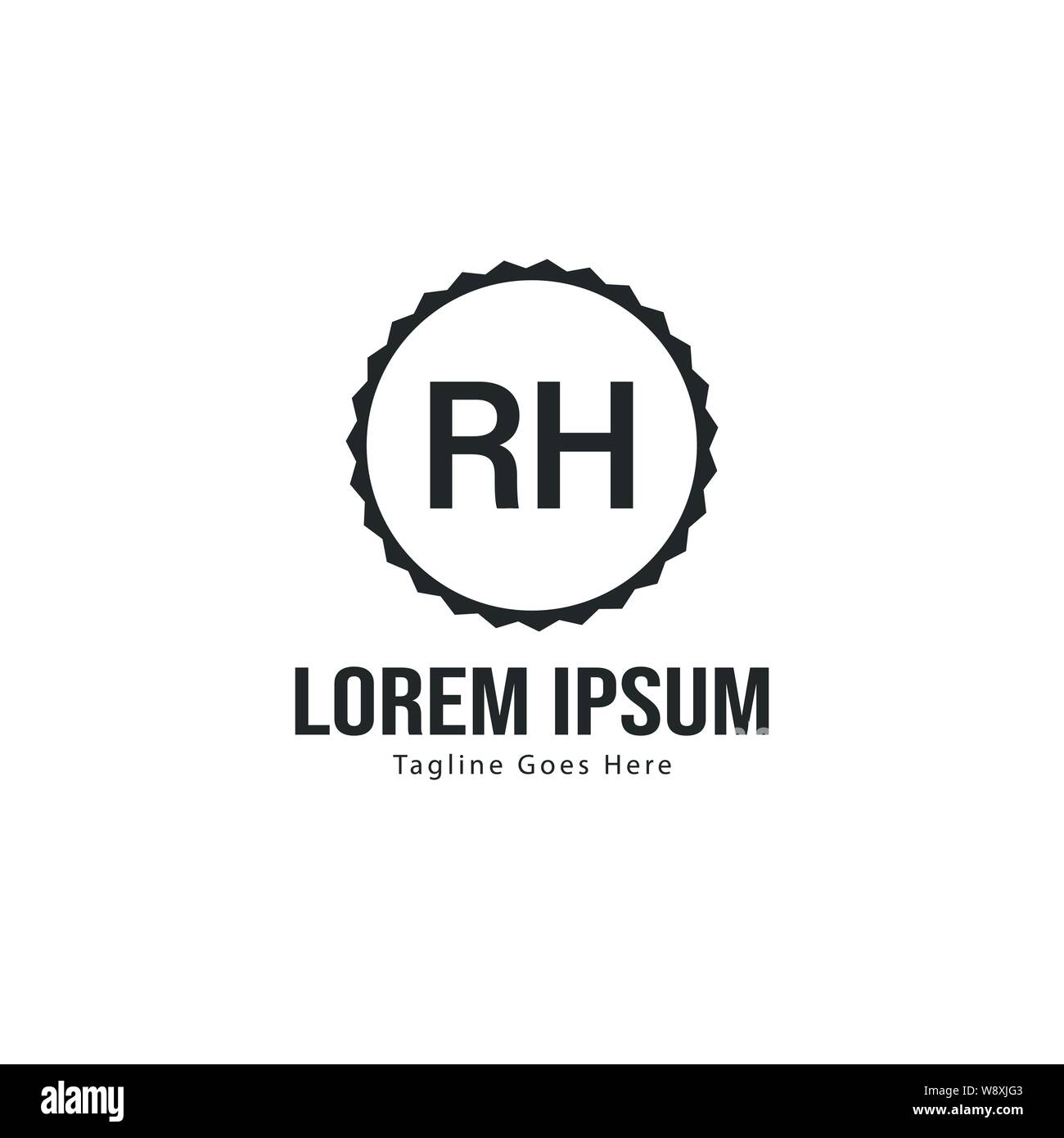 Initial RH logo template with modern frame. Minimalist RH letter logo ...