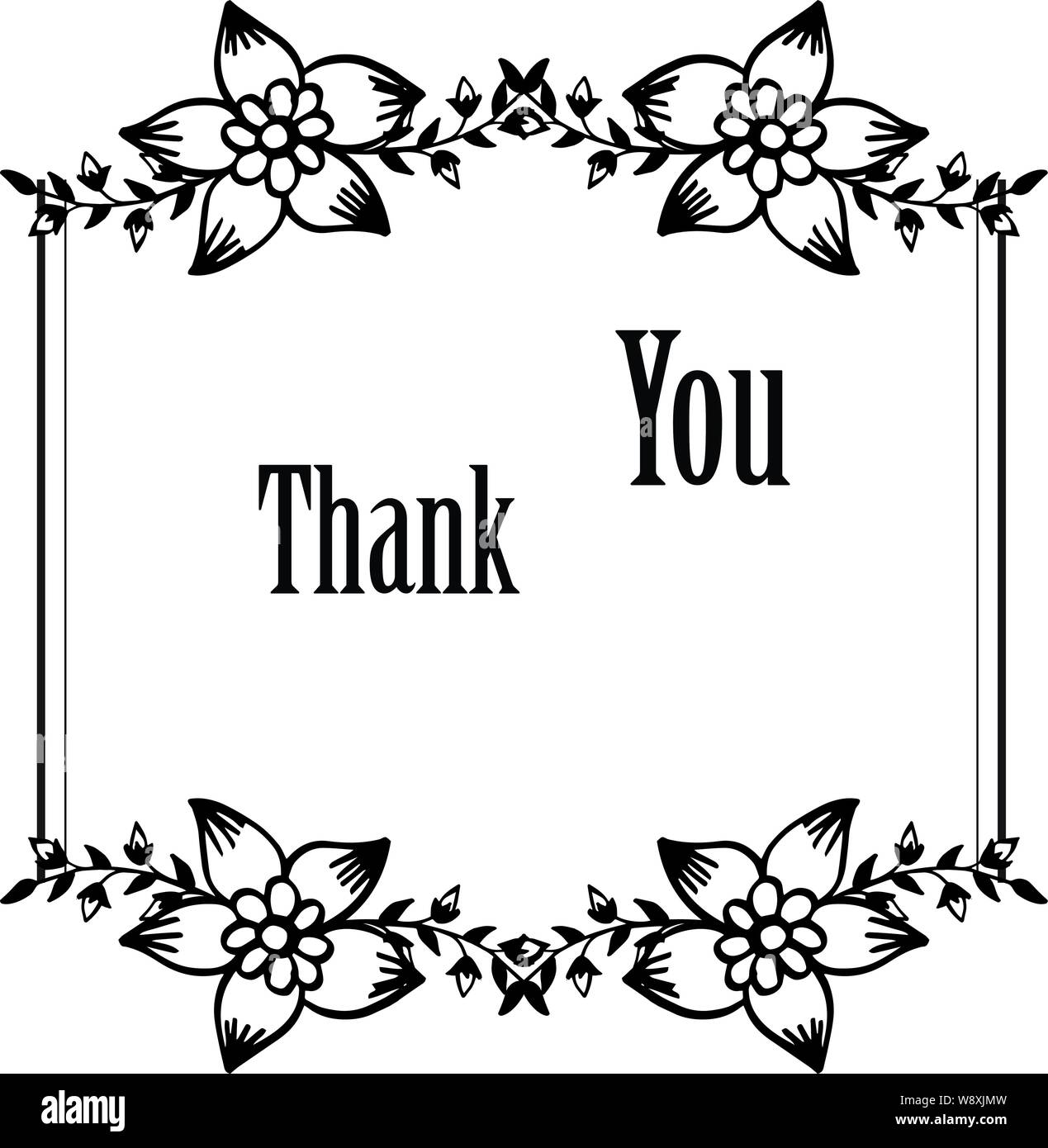Pattern unique of card thank you, with vintage floral frame. Vector ...