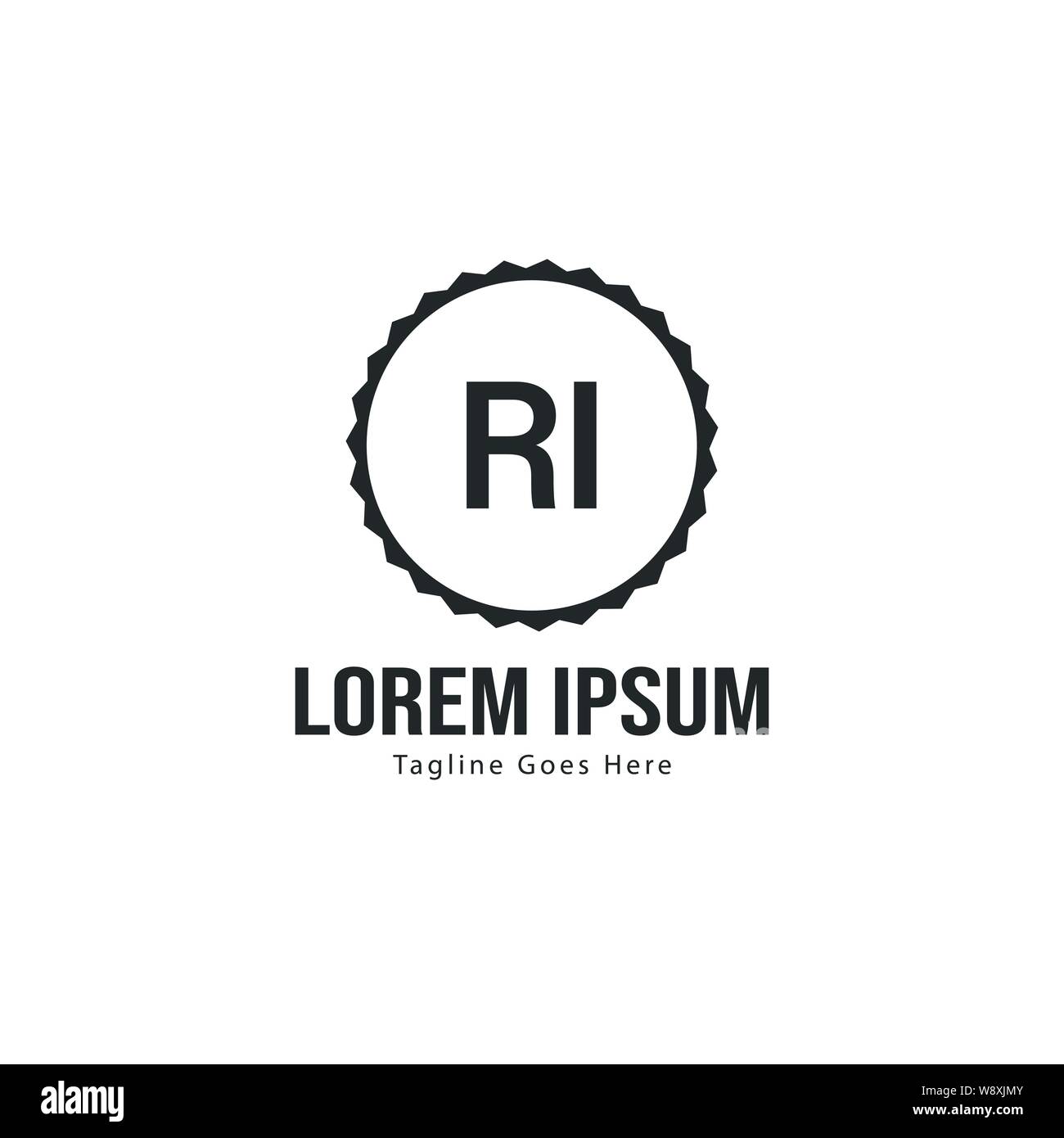 Initial RI logo template with modern frame. Minimalist RI letter logo ...