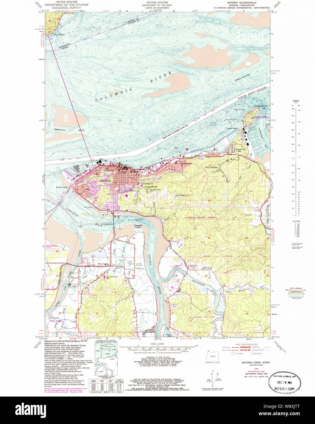 USGS Topo Map Oregon Astoria 278895 1949 24000 Restoration Stock Photo ...