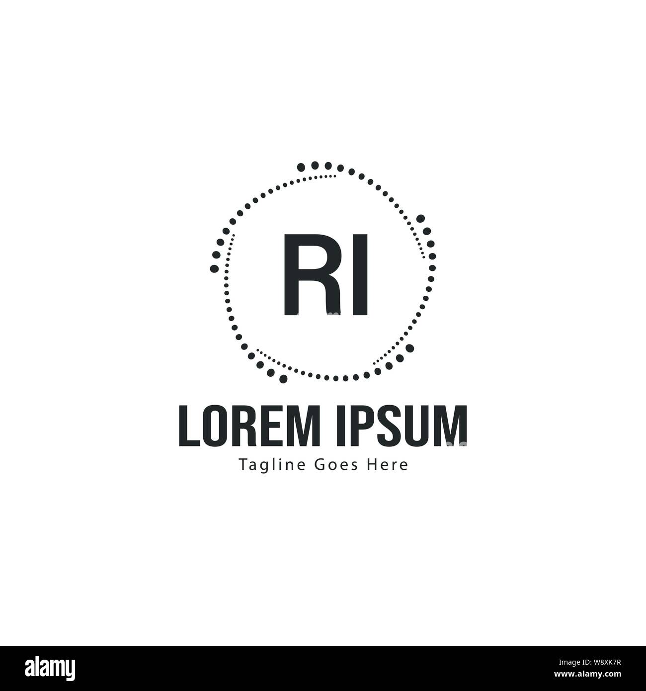 Initial RI logo template with modern frame. Minimalist RI letter logo ...