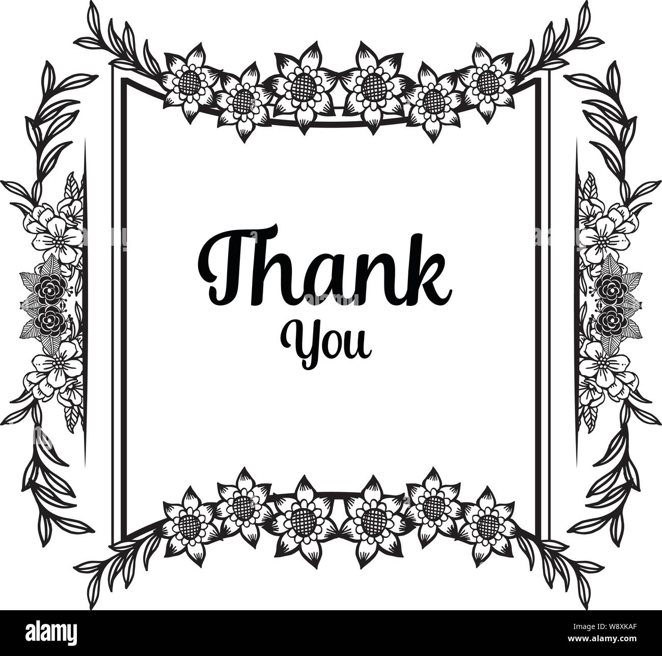 Pattern art of flower frame, wallpaper of card thank you. Vector ...