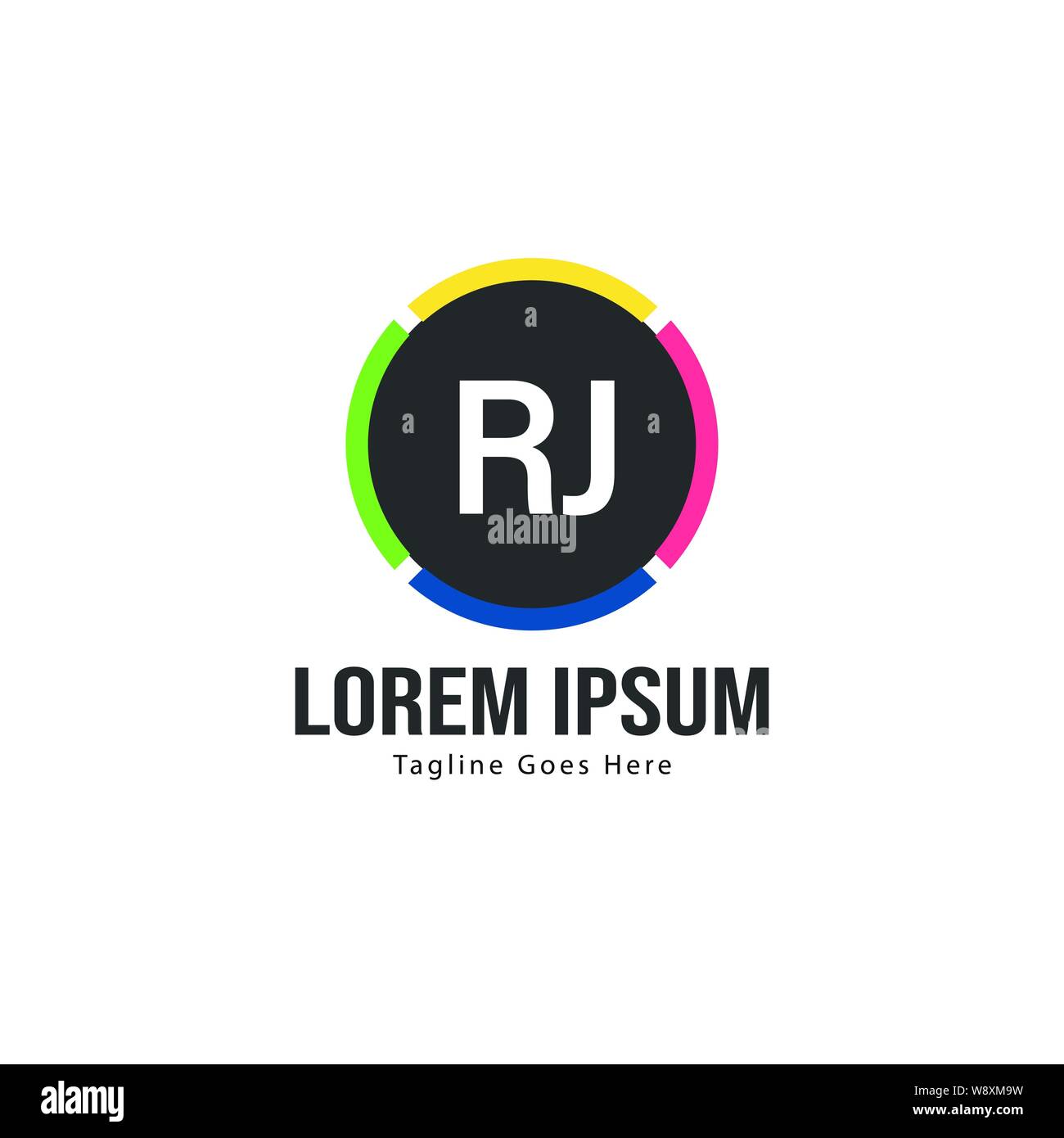 Initial RJ logo template with modern frame. Minimalist RJ letter logo ...