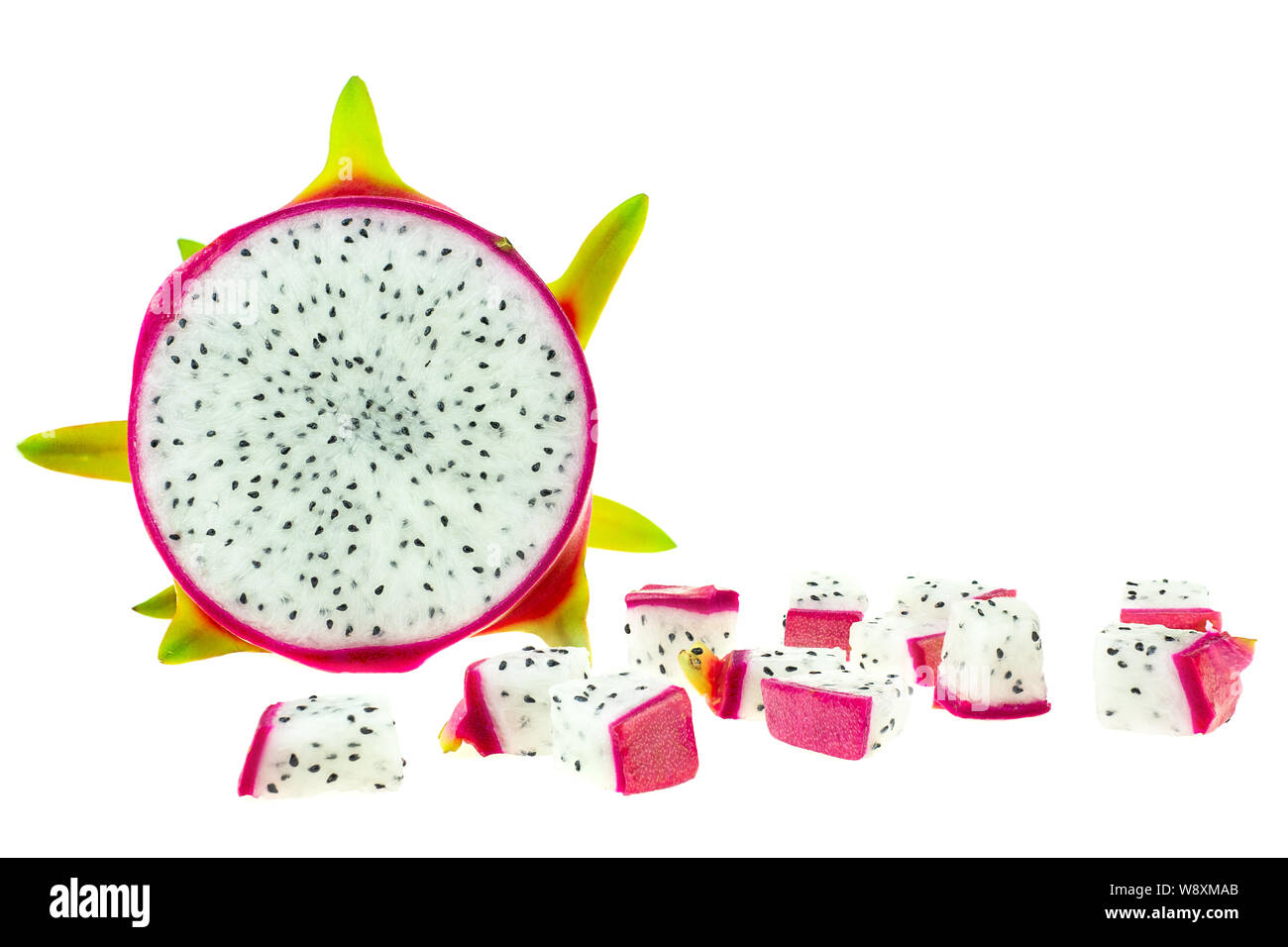Beautiful pink dragon fruit or pitaya isolated at white background ...