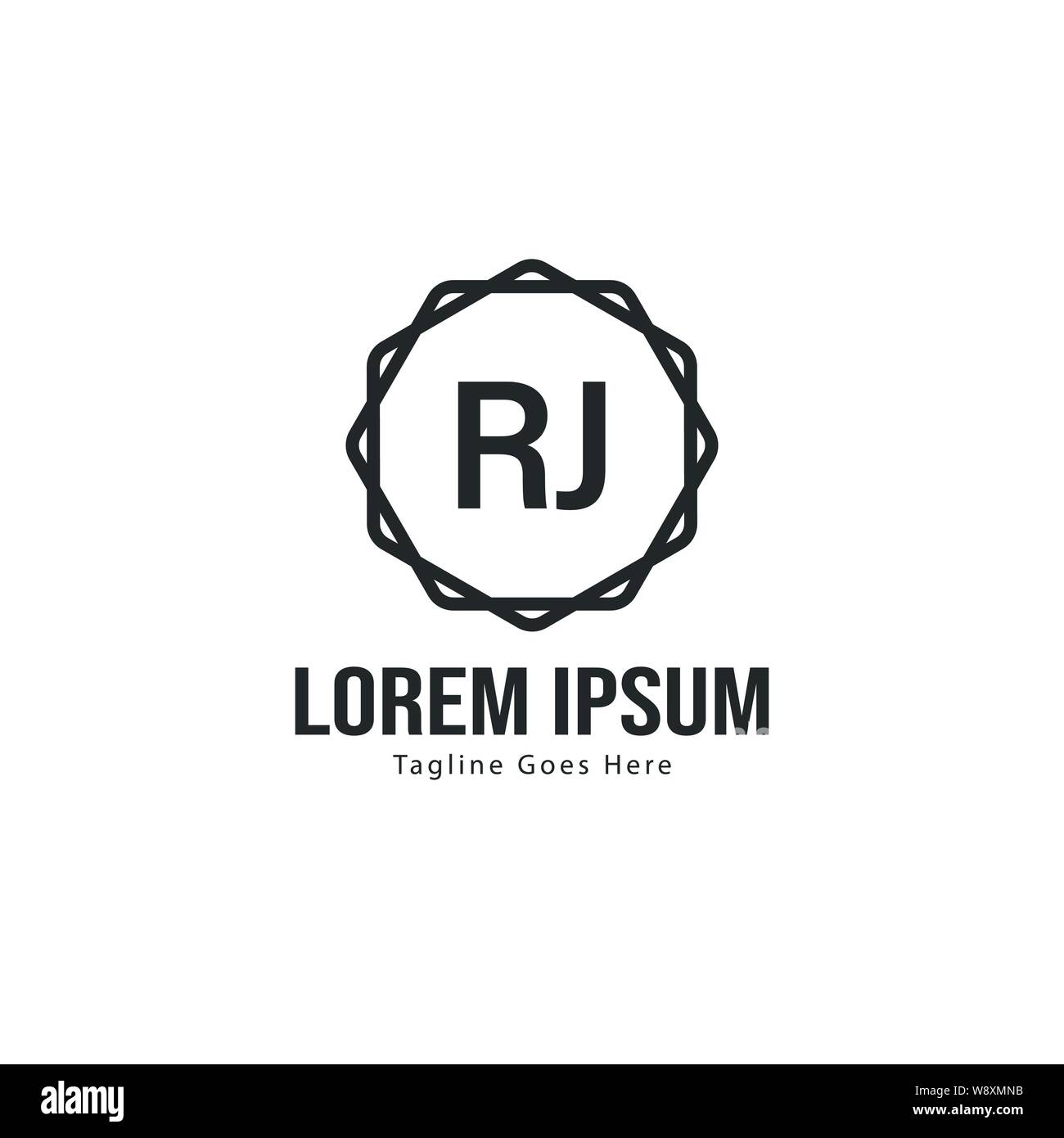 Initial RJ logo template with modern frame. Minimalist RJ letter logo ...