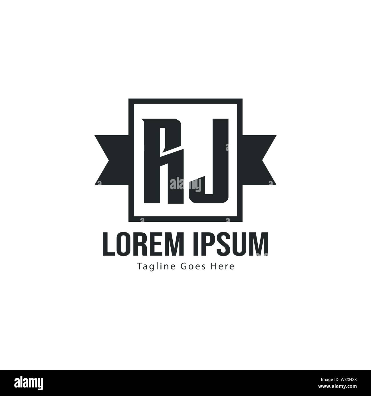 Initial RJ logo template with modern frame. Minimalist RJ letter logo ...