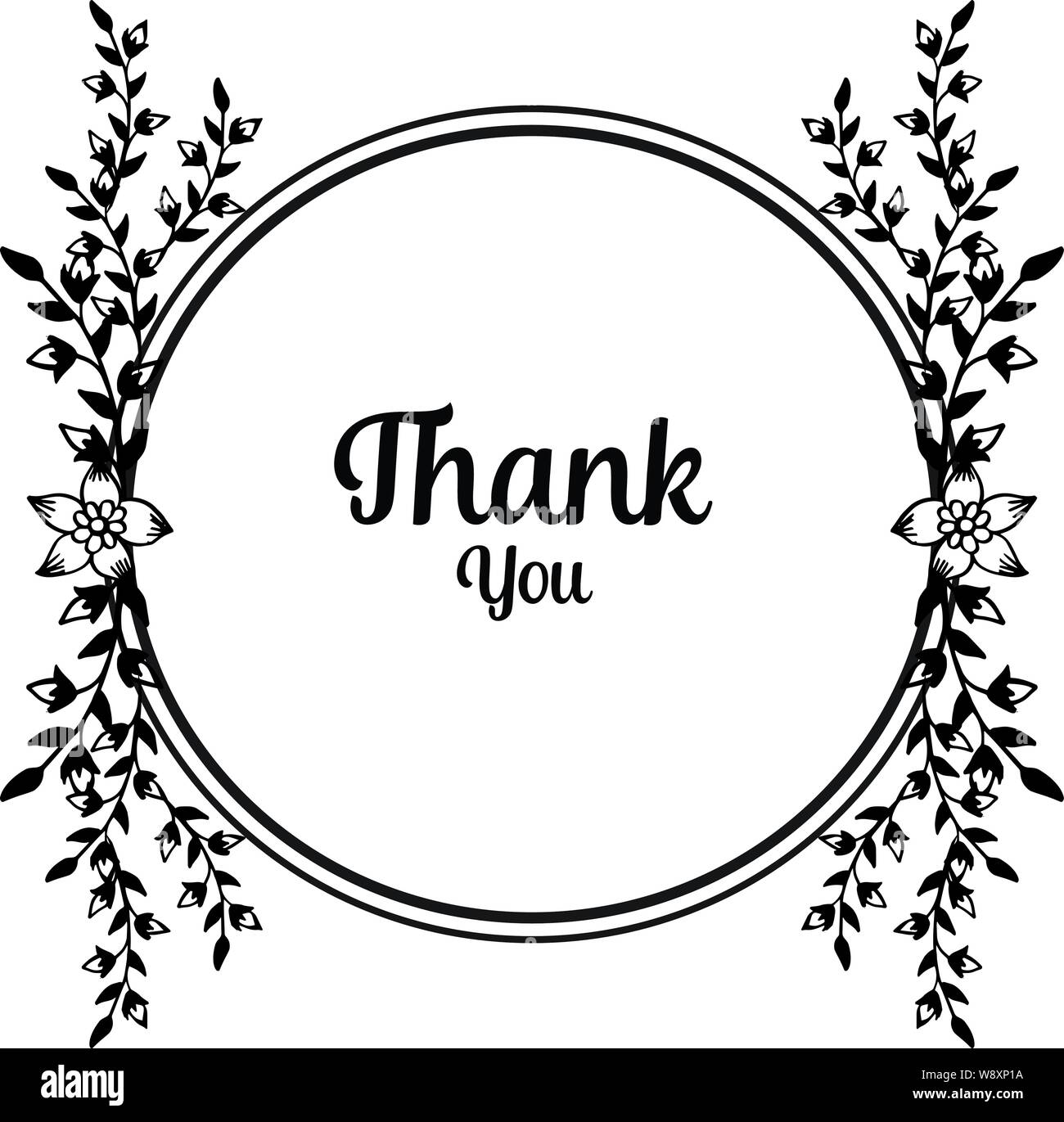 Pattern unique of card thank you, with vintage floral frame. Vector ...