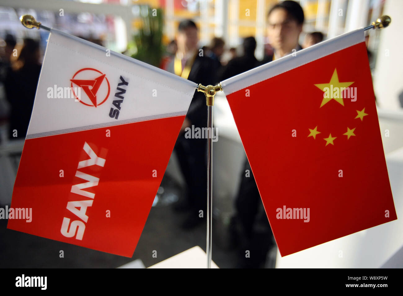 --FILE--Flags of China and Sany are seen during the 2012 International ...