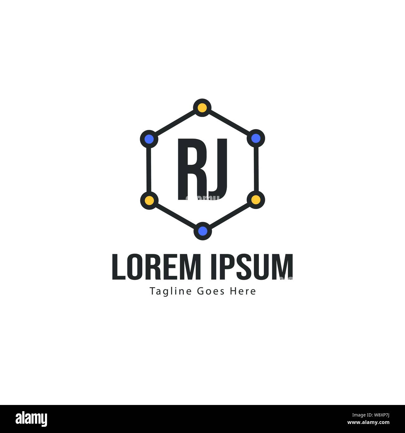 Initial RJ logo template with modern frame. Minimalist RJ letter logo ...