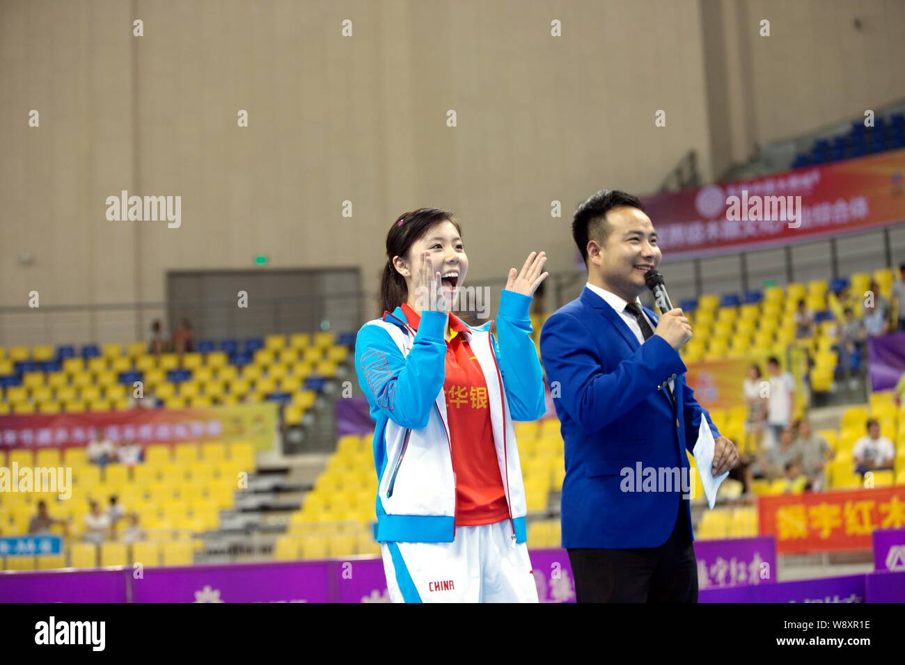 American table tennis player Ariel Hsing of Jinhua Bank team, left ...