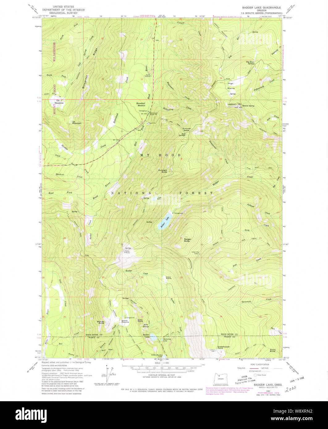 USGS Topo Map Oregon Badger Lake 278912 1979 24000 Restoration Stock ...