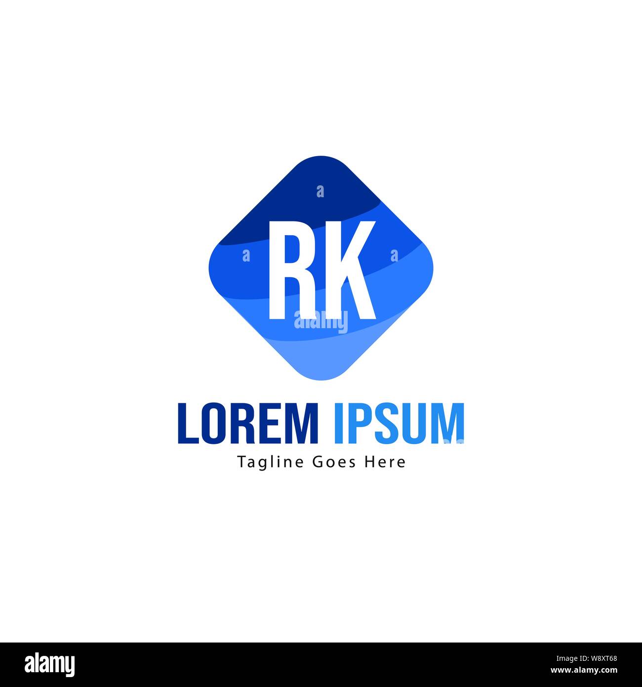 Initial RK logo template with modern frame. Minimalist RK letter logo ...