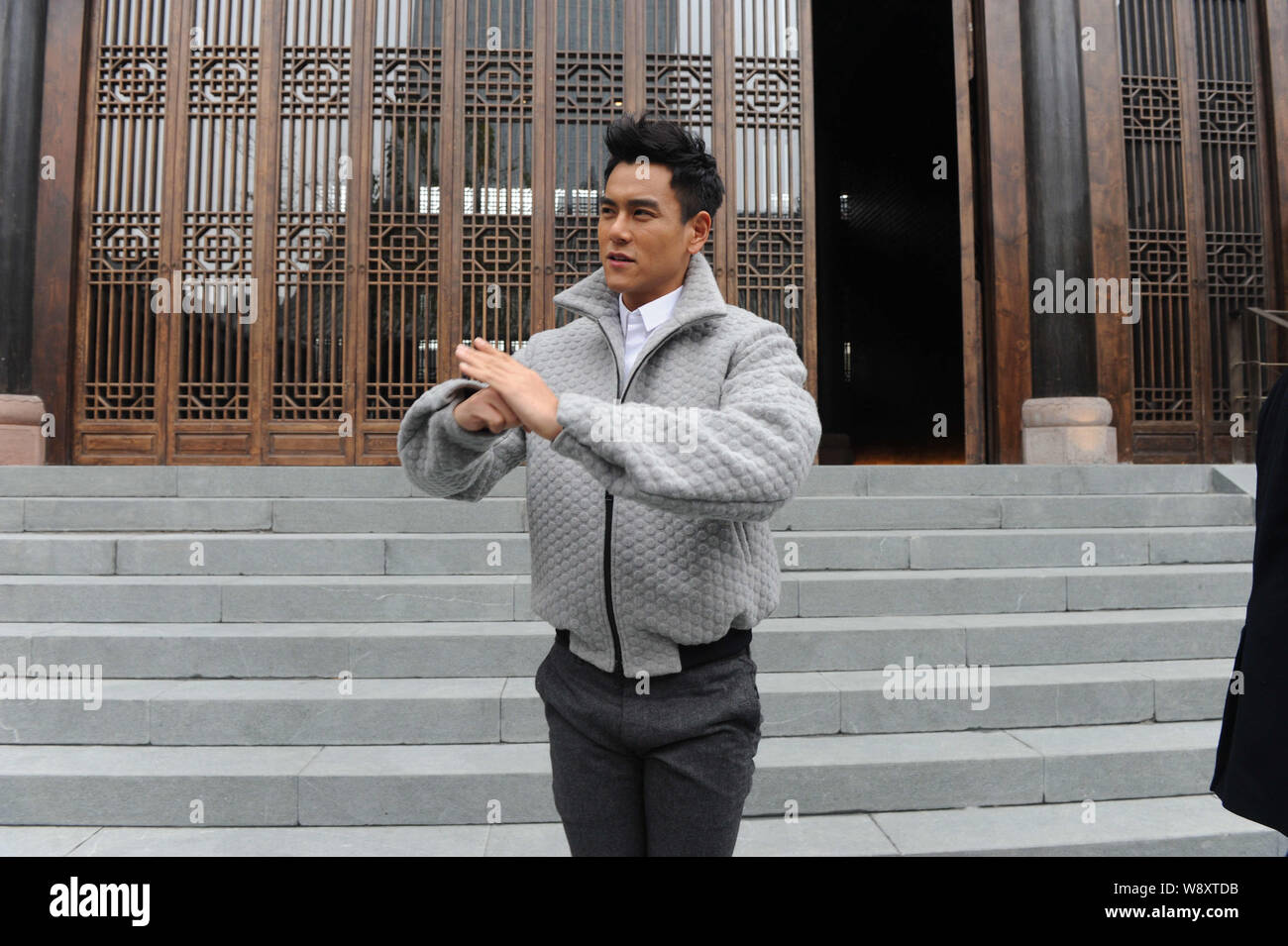 Taiwanese actor Eddie Peng poses during a press conference for his new ...