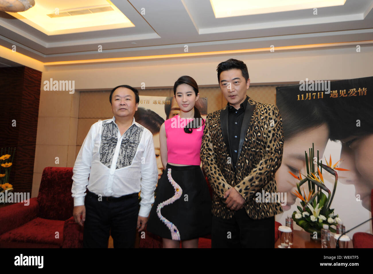 (From left) Chinese director Gao Xixi, Chinese actress Liu Yifei and ...