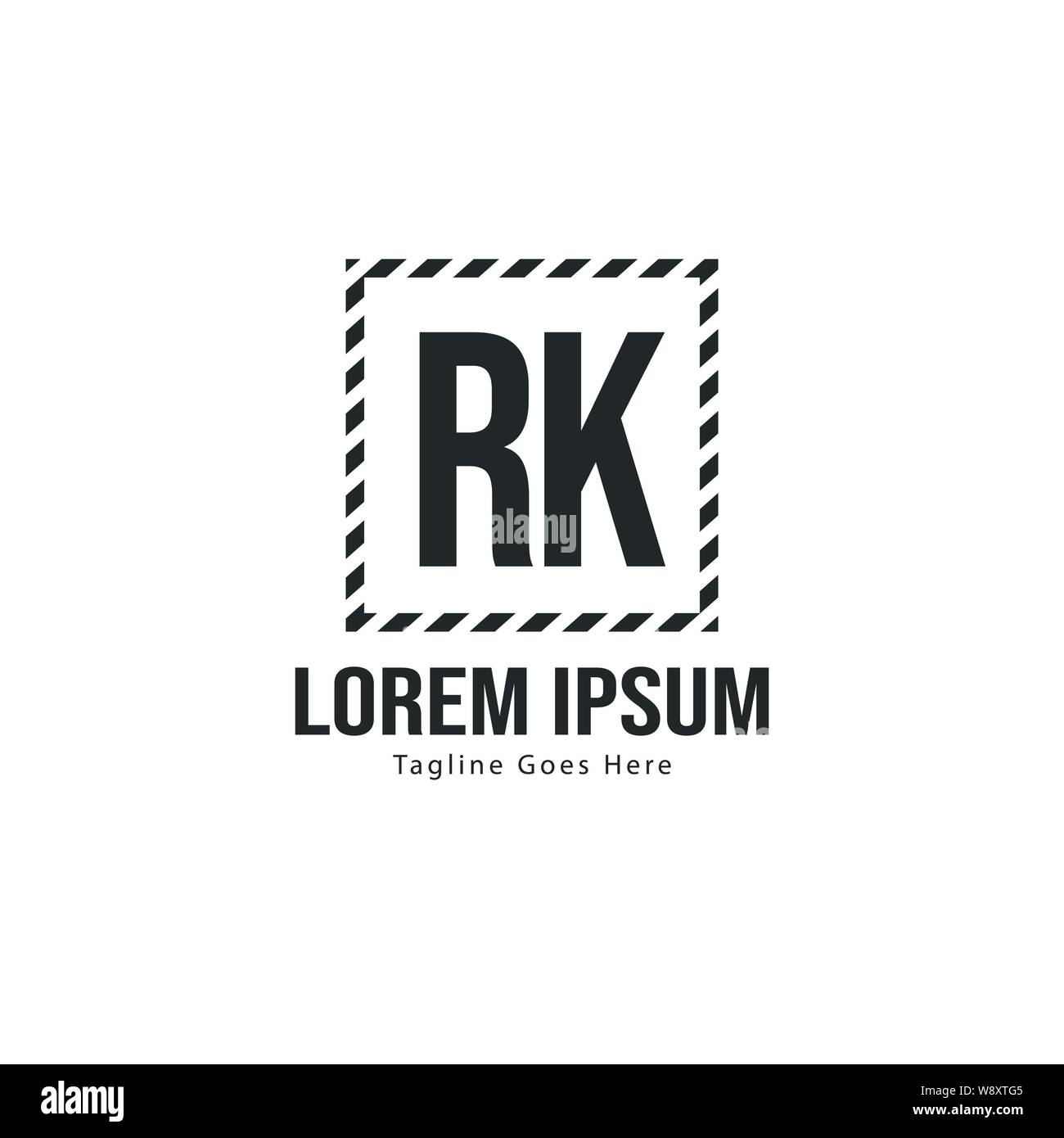 Initial RK logo template with modern frame. Minimalist RK letter logo ...