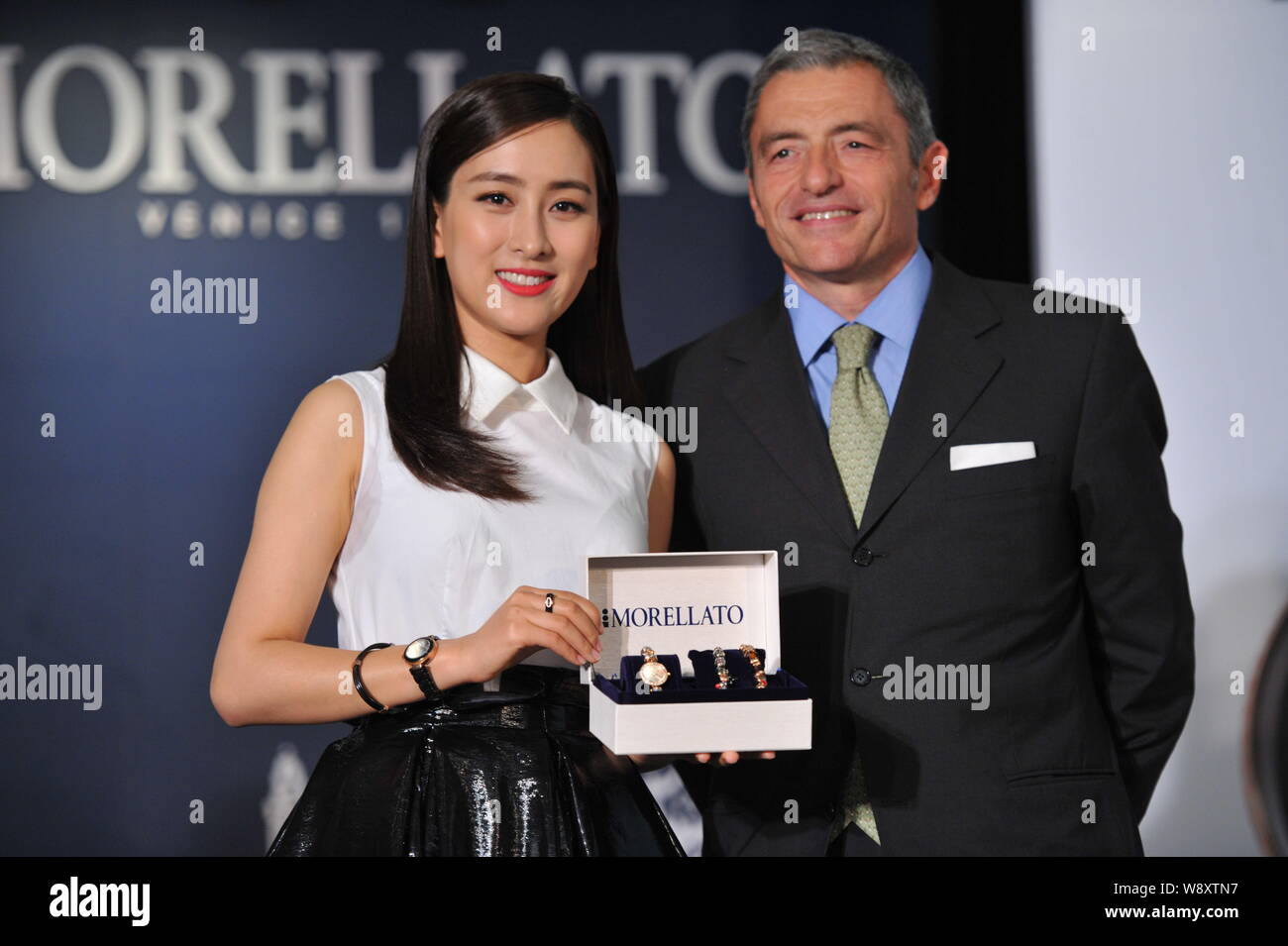 Chinese actress Ma Su, left, poses at a press conference for the ...