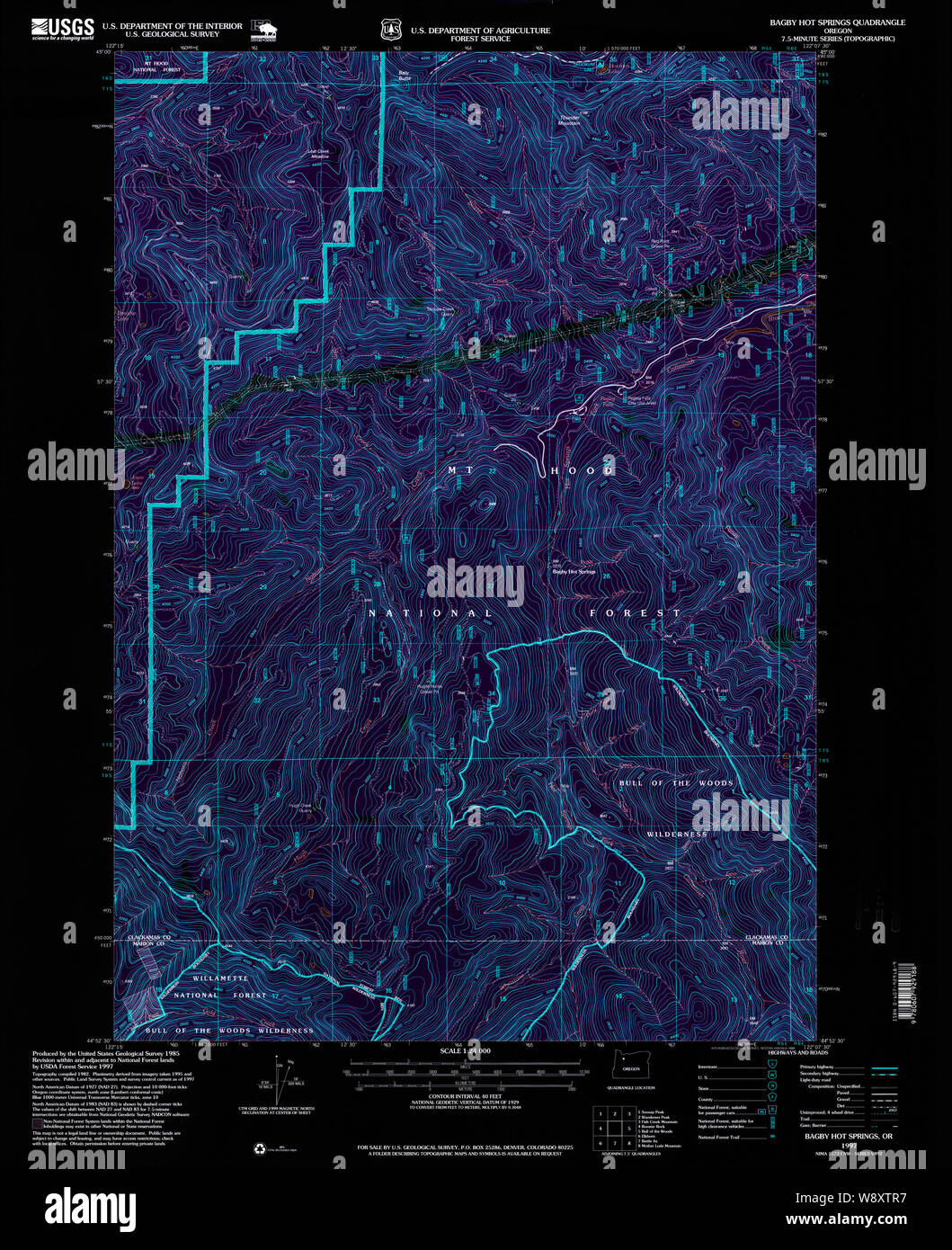USGS Topo Map Oregon Bagby Hot Springs 278916 1997 24000 Inverted ...