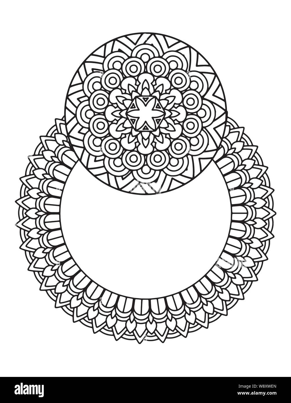 Mandala pattern in black and white. Adult coloring book page with ...