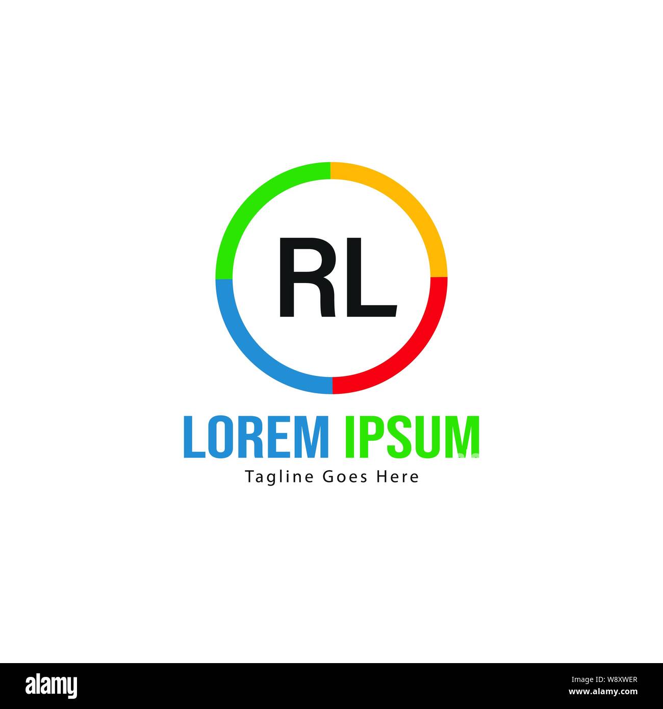 Initial RL logo template with modern frame. Minimalist RL letter logo ...
