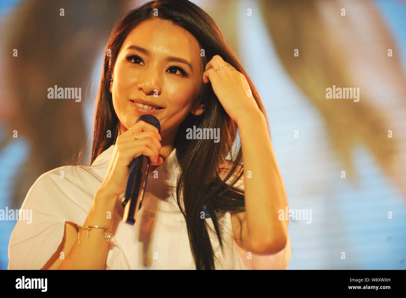 Taiwanese singer Hebe Tien Fu-chen of pop girl group S.H.E attends a ...