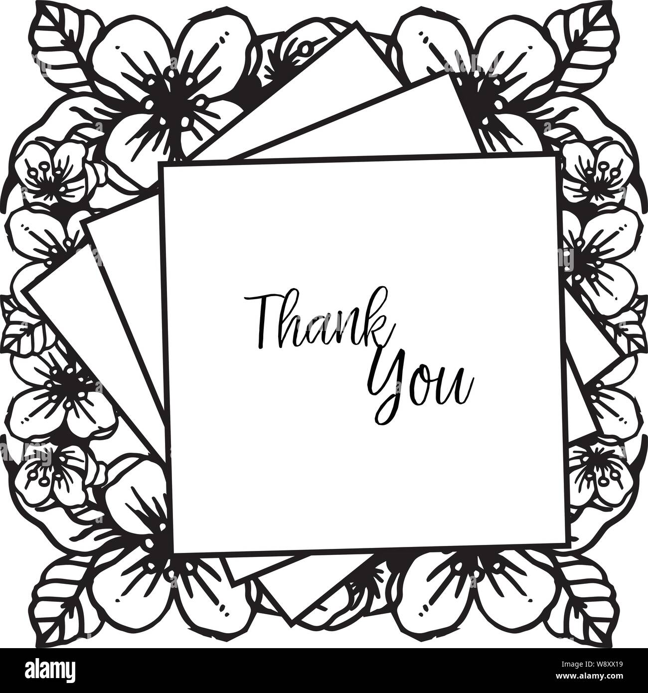 Design elegant flower frame, pattern various card thank you. Vector ...
