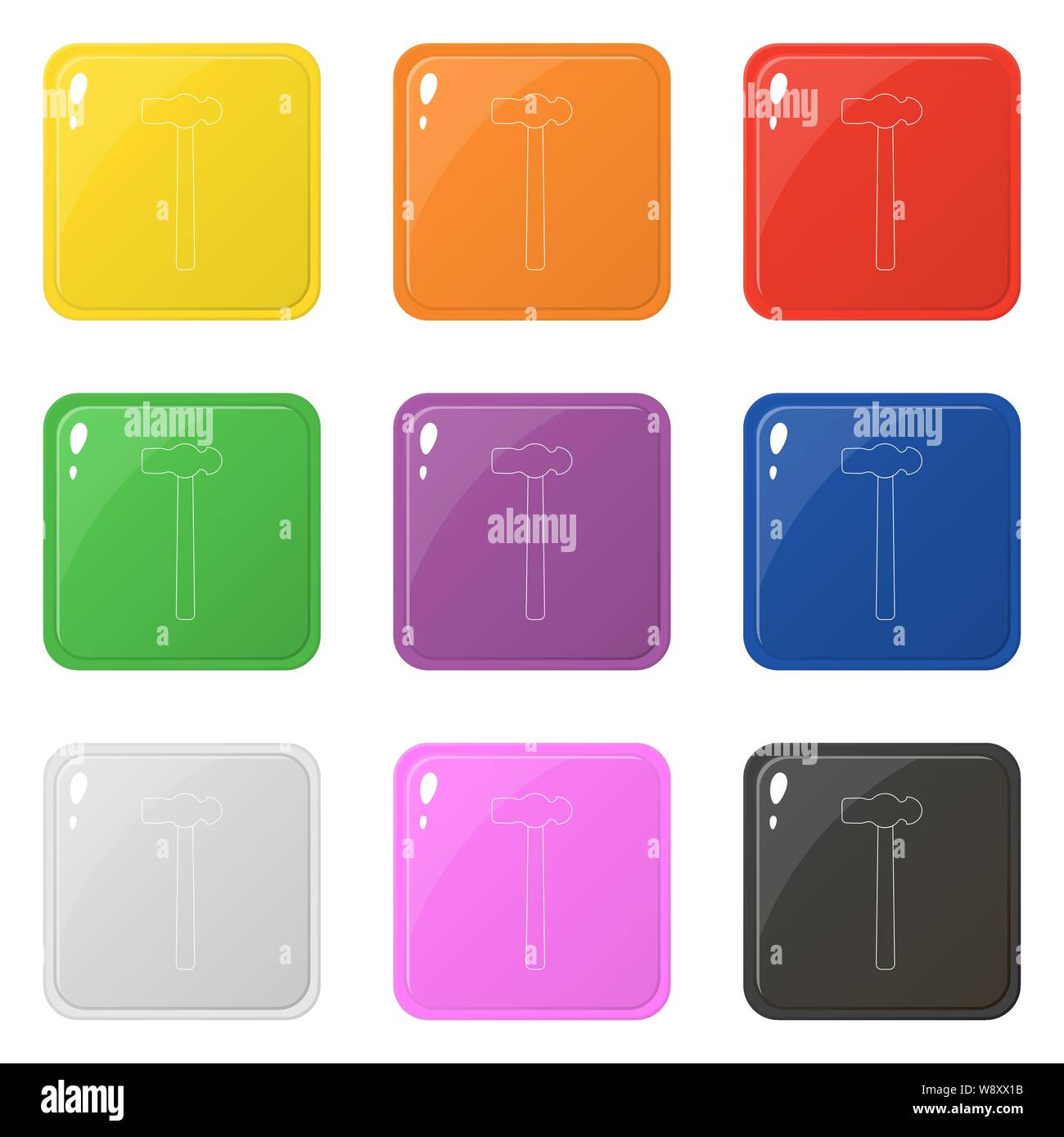 Hammer on yellow background Stock Vector Images - Alamy
