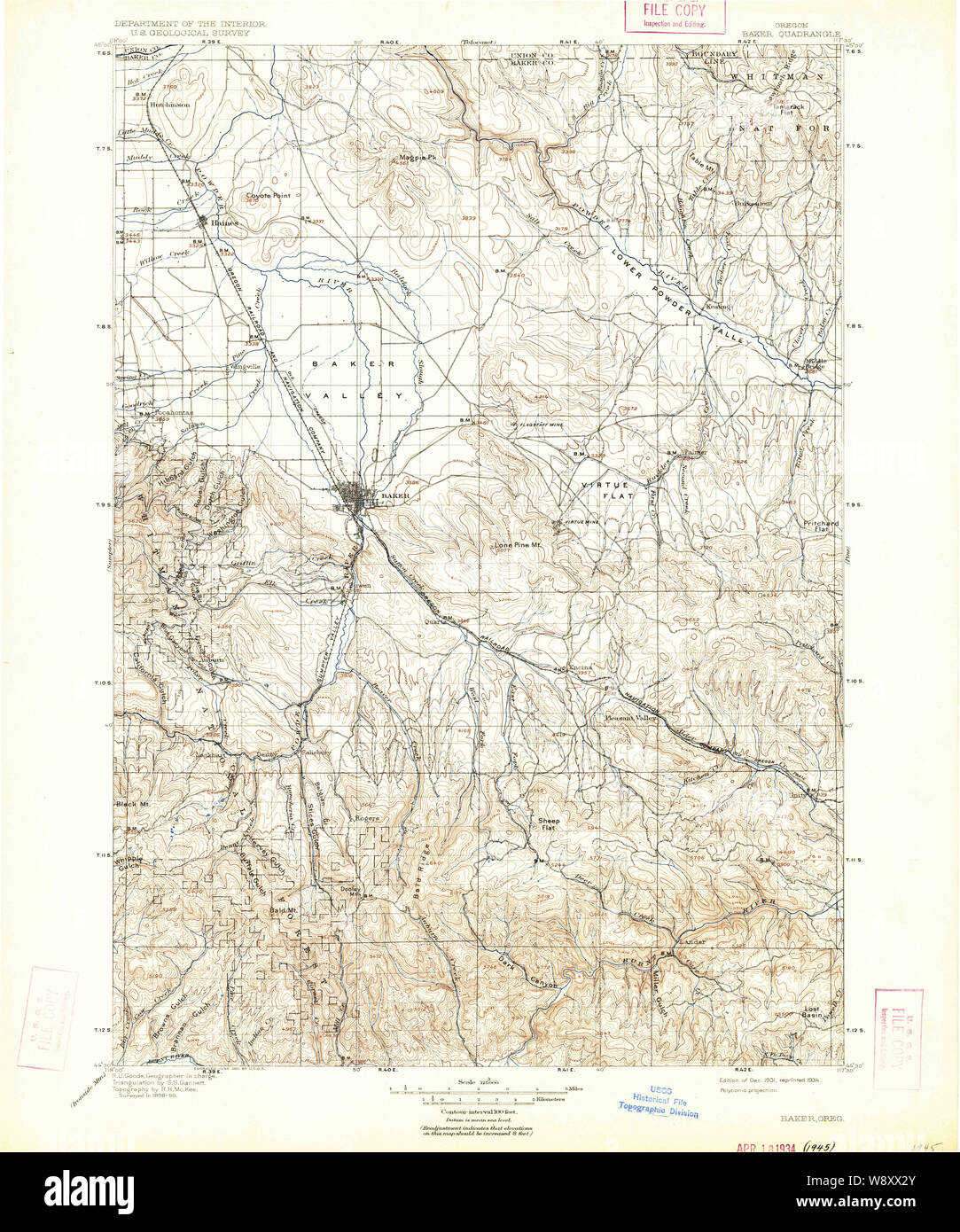 Baker oregon map hi-res stock photography and images - Alamy