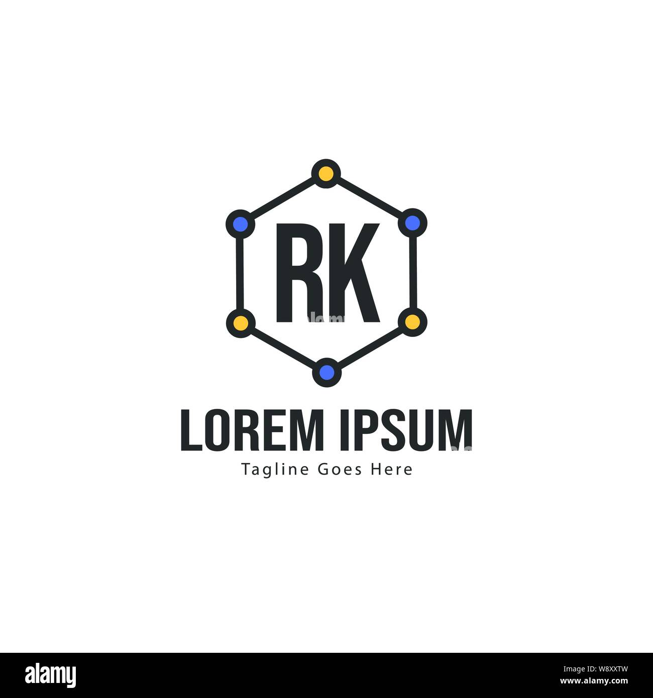 Initial RK logo template with modern frame. Minimalist RK letter logo ...