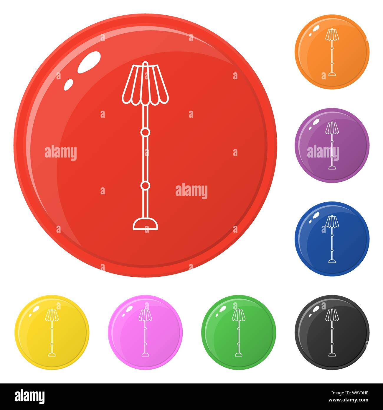 Line style lamp icons set 8 colors isolated on white. Collection of ...