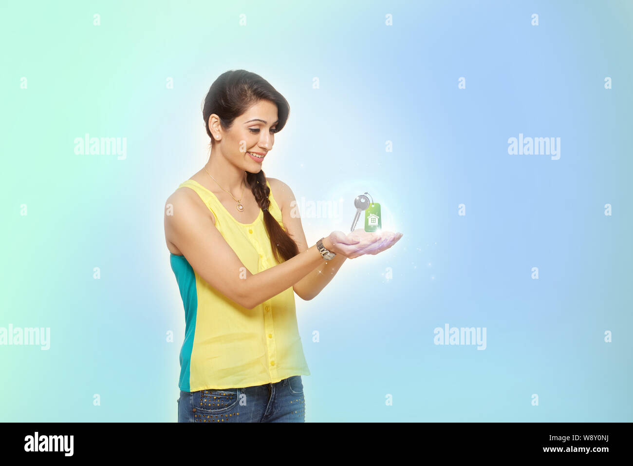 Indian smiling woman girl happiness hi-res stock photography and images ...