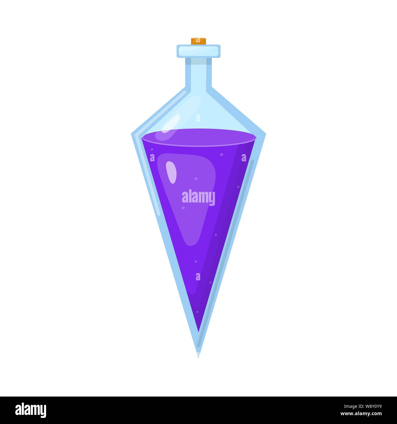 Magic potion in bottle with purple liquid isolated on white background ...