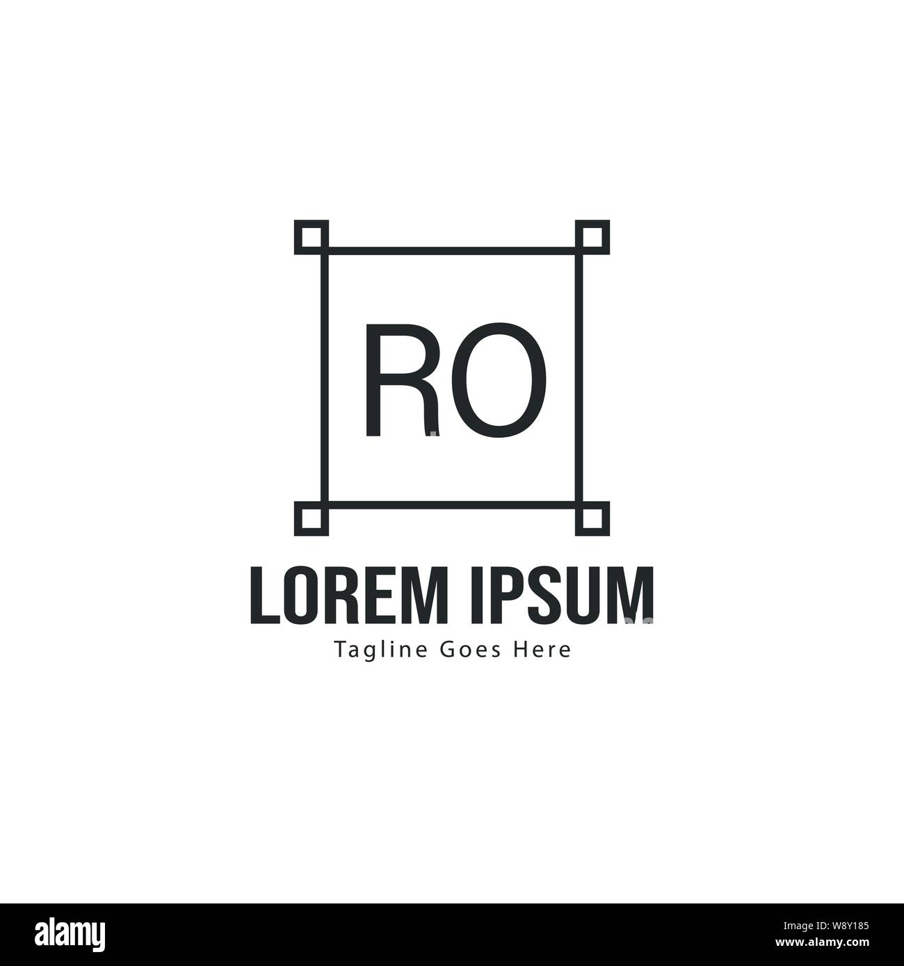 Initial RO logo template with modern frame. Minimalist RO letter logo ...