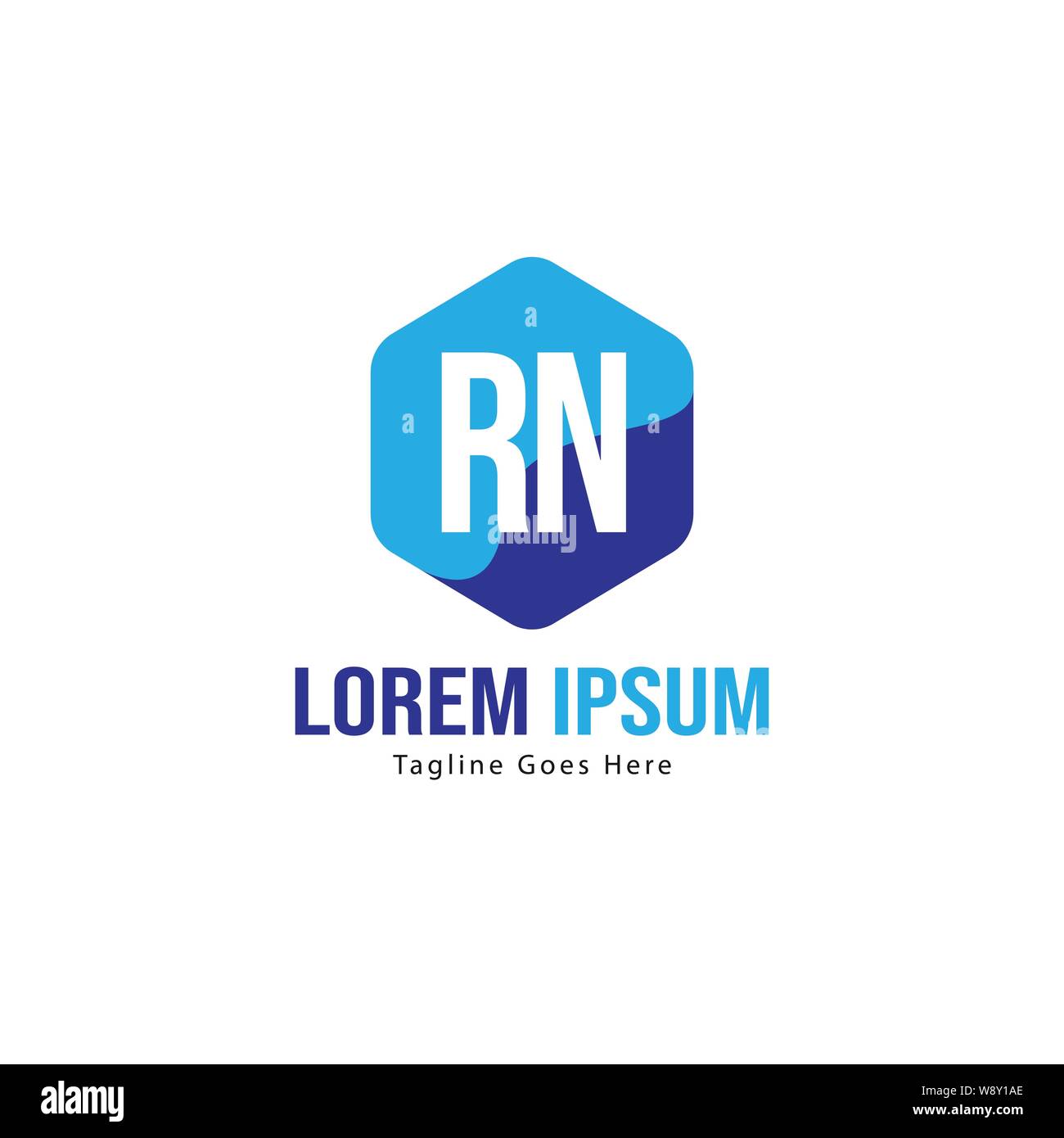Initial RN logo template with modern frame. Minimalist RN letter logo ...