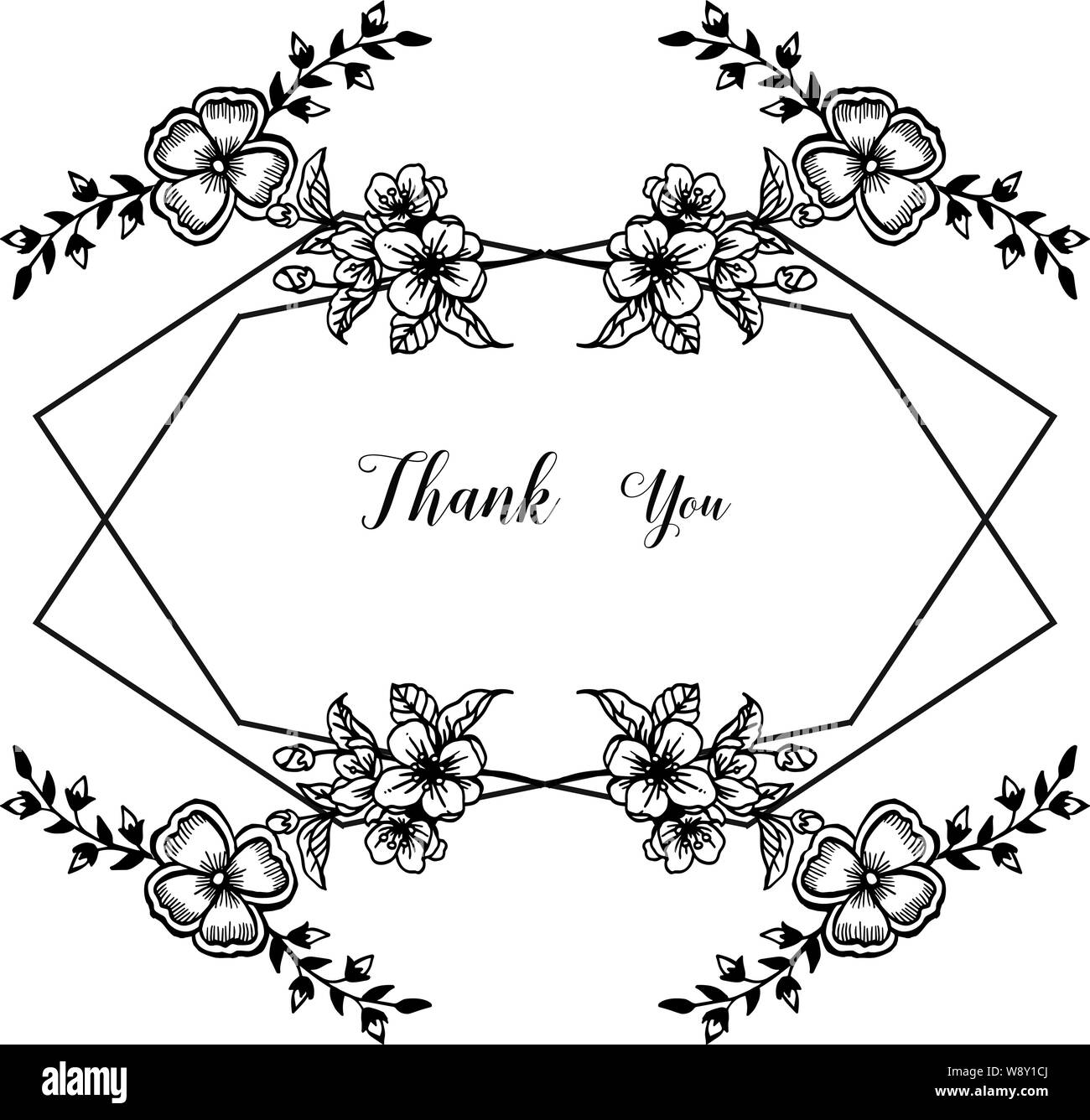 Wallpaper of greeting card thank you, pattern beautiful flower frame ...