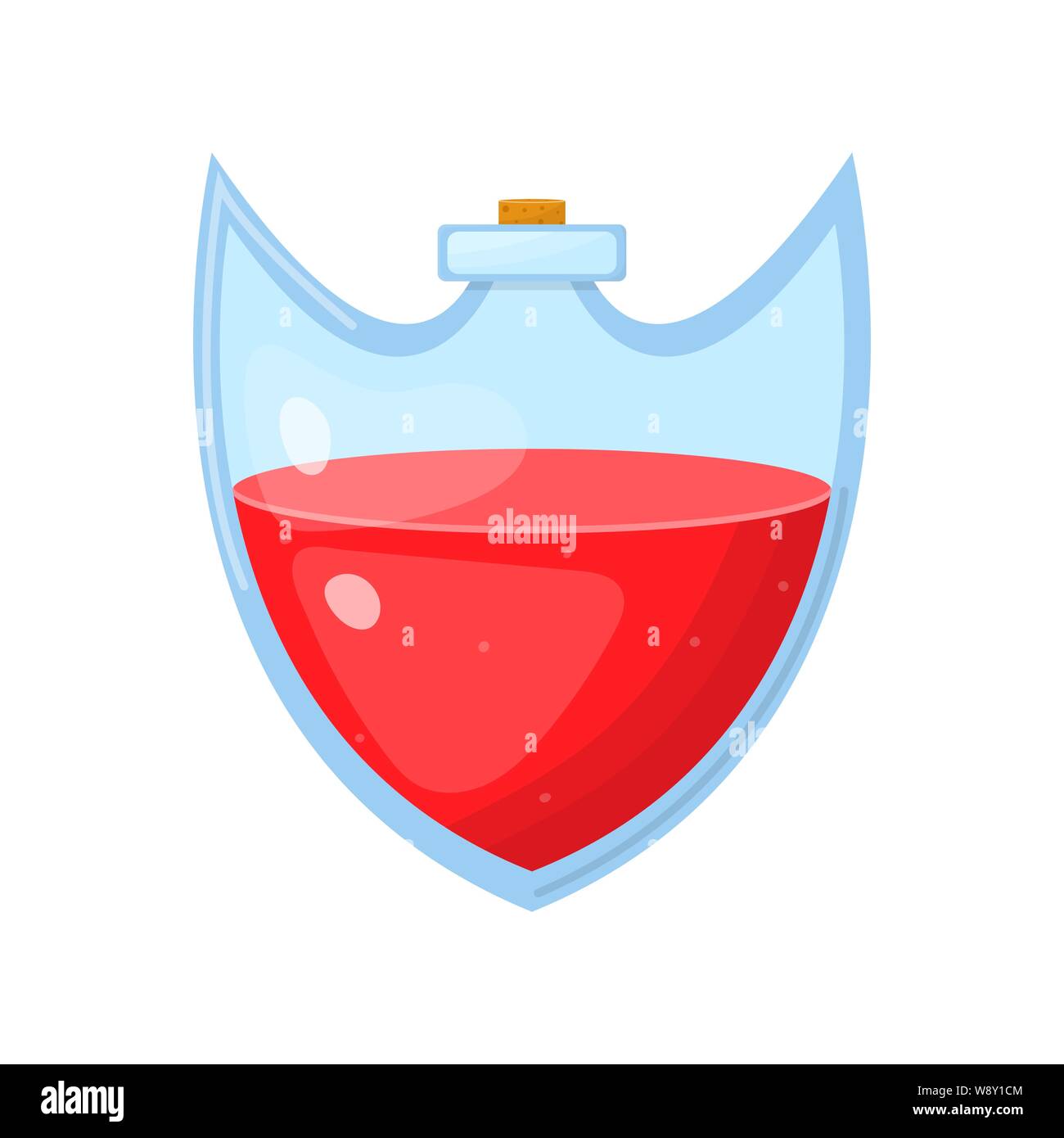 Magic potion in bottle with red liquid isolated on white background ...