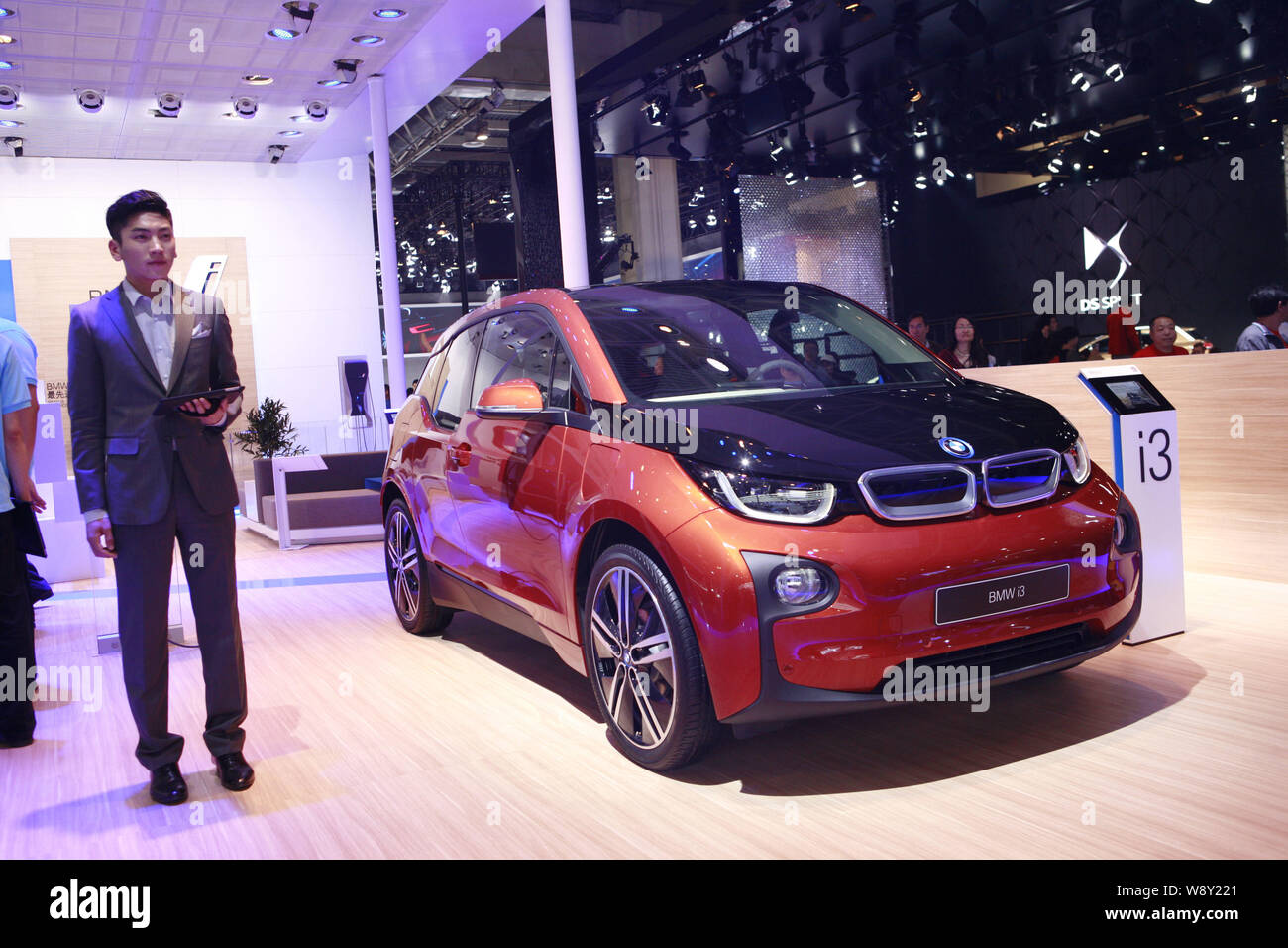 --FILE--A BMW i3 electric car is displayed during the 13th Beijing ...