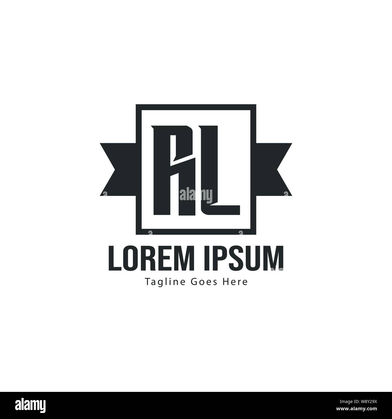 Initial RL logo template with modern frame. Minimalist RL letter logo ...