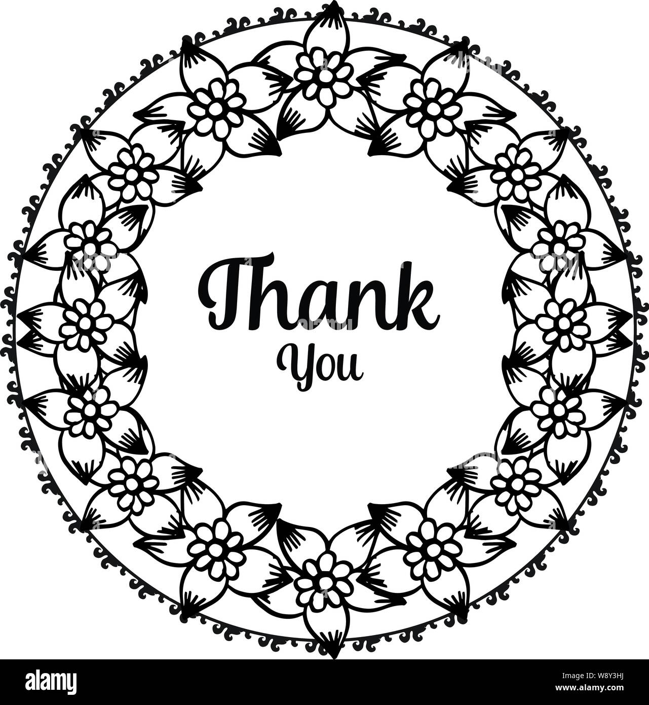 Abstract flower frame, ornament design card thank you. Vector ...