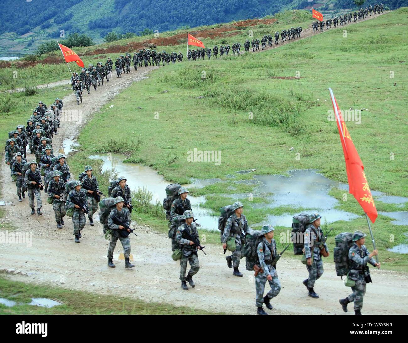 --FILE--Chinese PLA (People's Liberation Army) soldiers march during a ...
