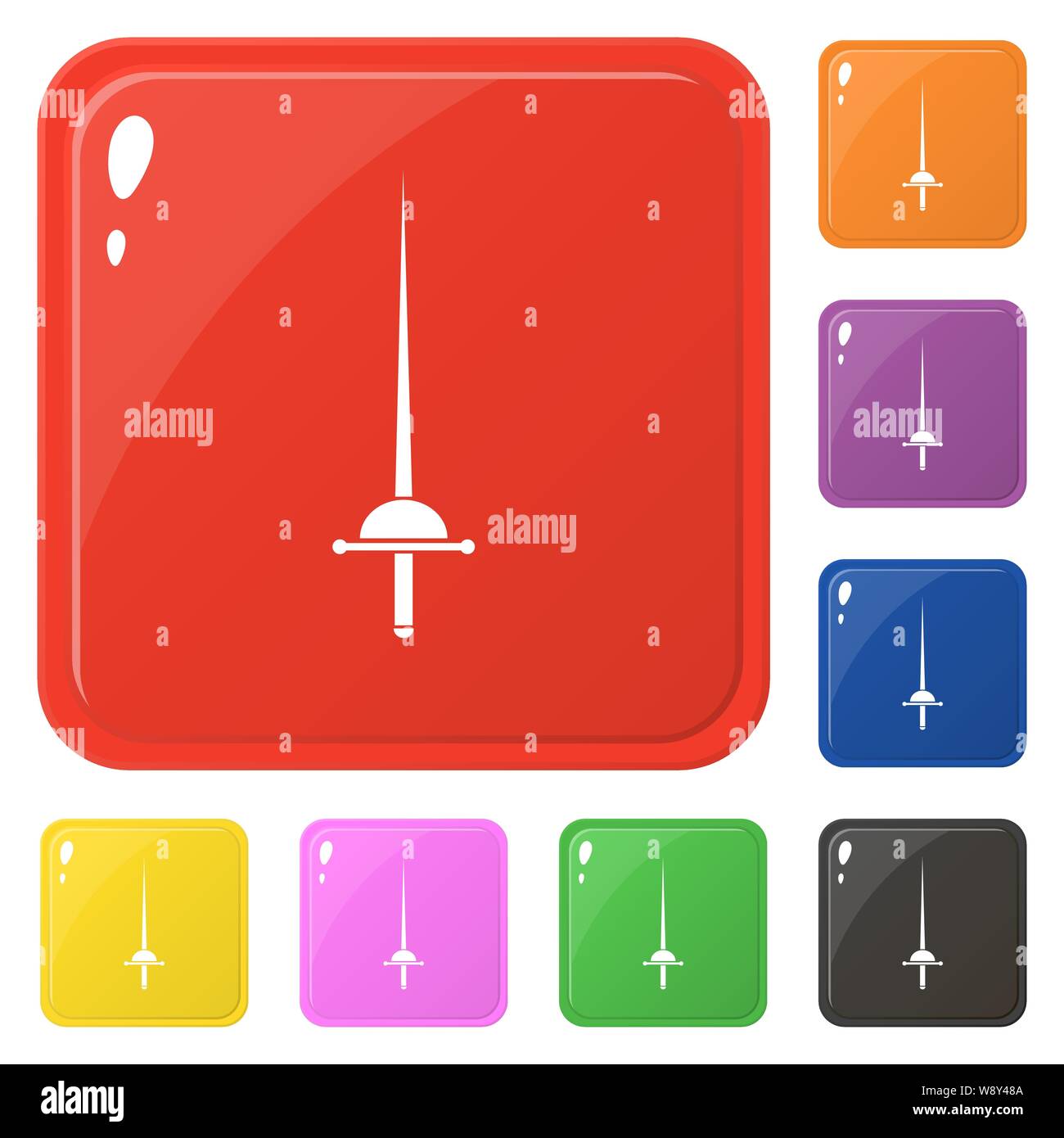 Rapier icons set 8 colors isolated on white. Fencing concept ...