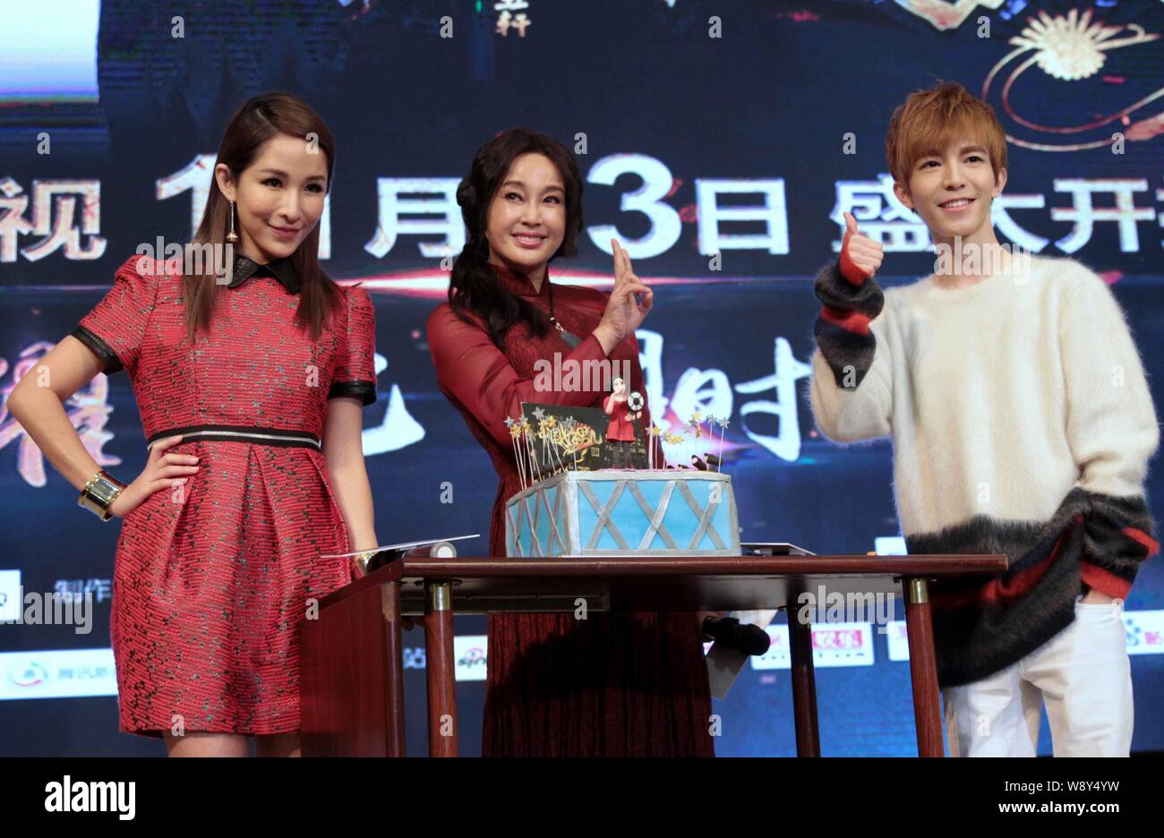 (From left) Taiwanese singer Elva Hsiao, Chinese actress Liu Xiaoqing and writer Guo Jingming ...