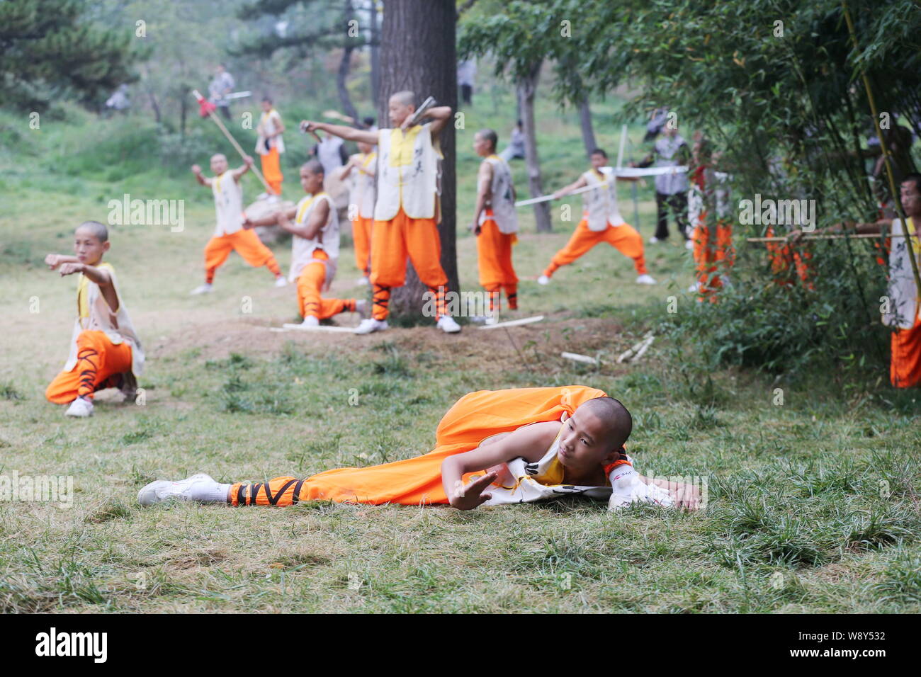 Chinese Shaolin students perform martial arts during the opening ...
