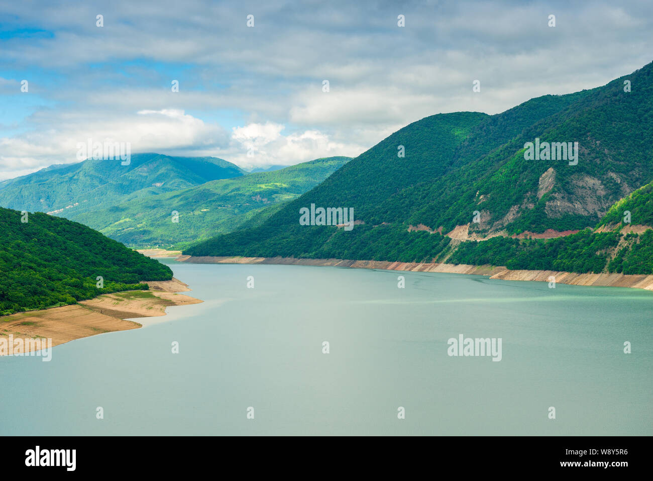 Picturesque landscape of the Caucasus, Georgia mountains and river ...