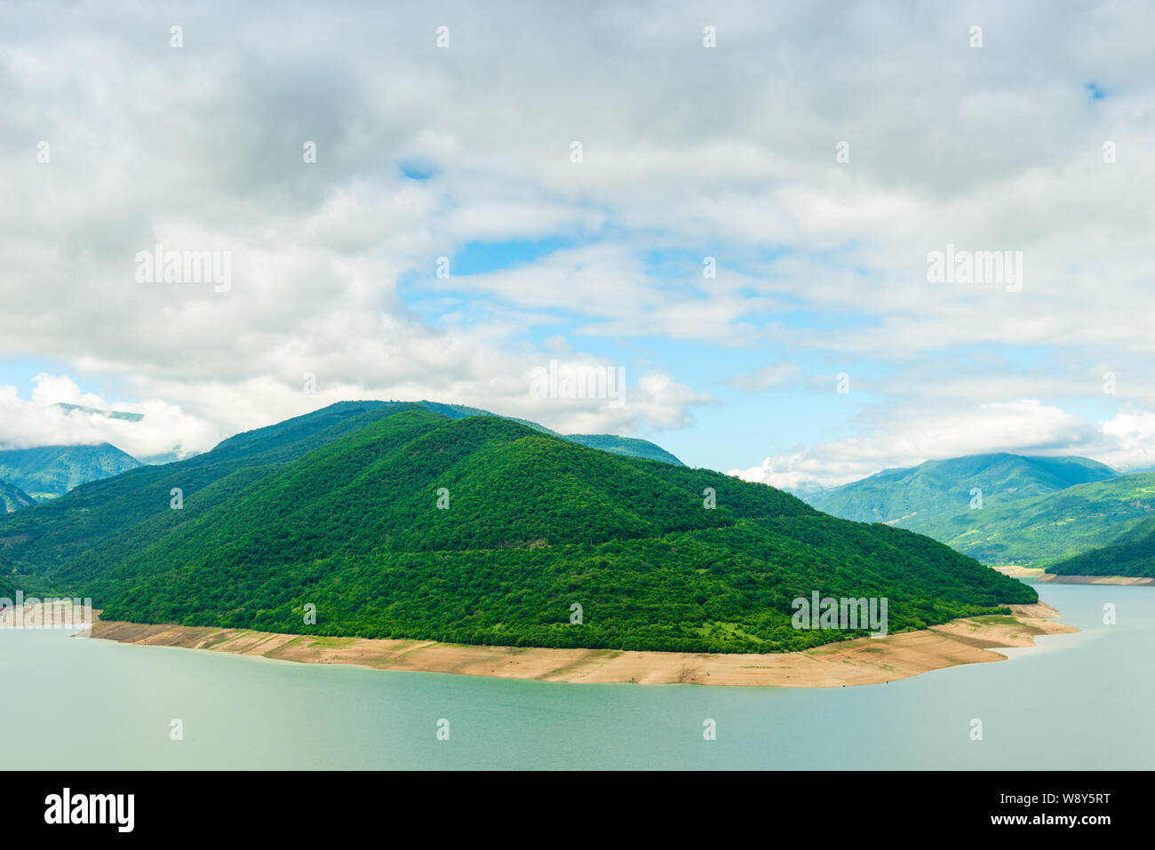 very picturesque view of the river and mountains in the Caucasus ...