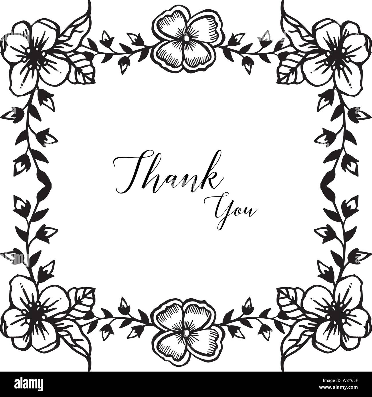 Design elegant flower frame, pattern various card thank you. Vector ...