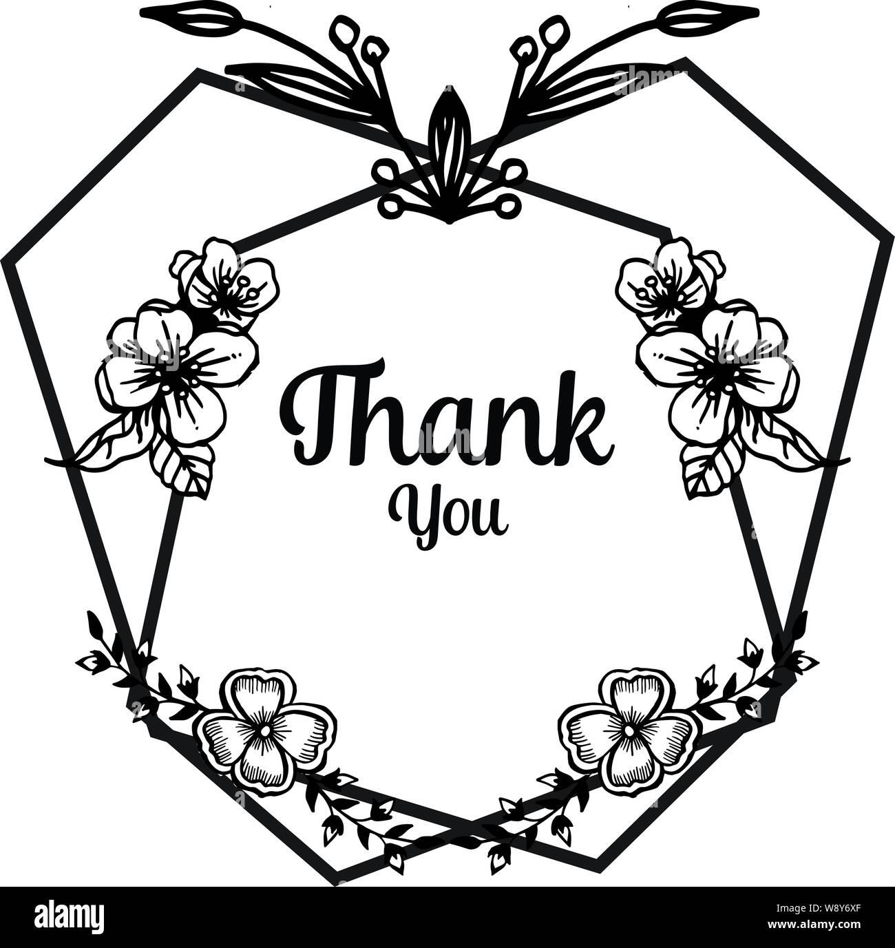 Design elegant flower frame, pattern various card thank you. Vector ...