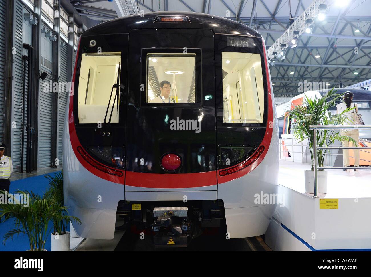 Chinas first driverless subway train is seen on display during the Rail ...