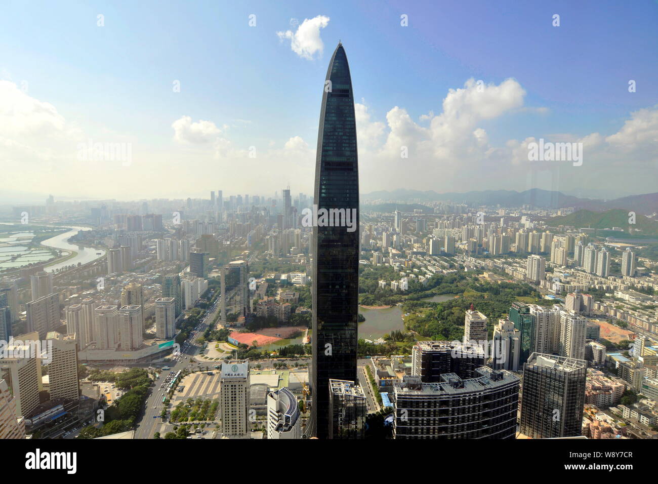 --FILE--Skyline of downtown areas with the KK 100 (Kingkey 100) tower ...