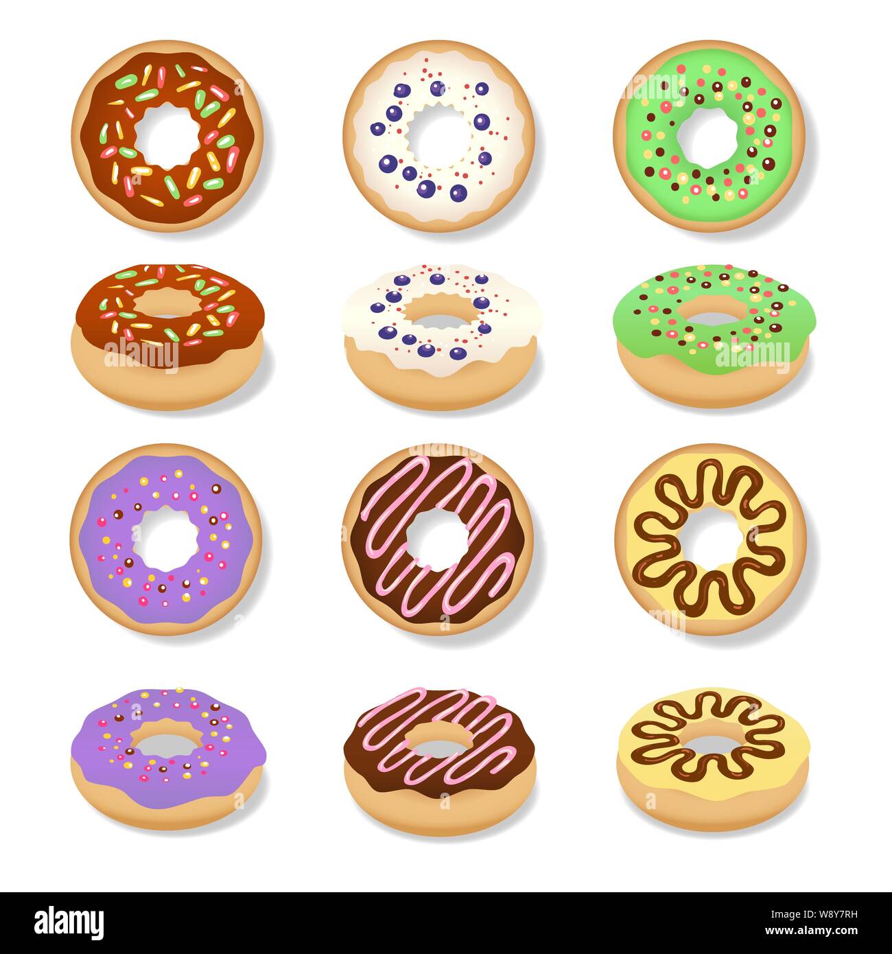 Blue glazed donut pattern Stock Vector Images - Alamy