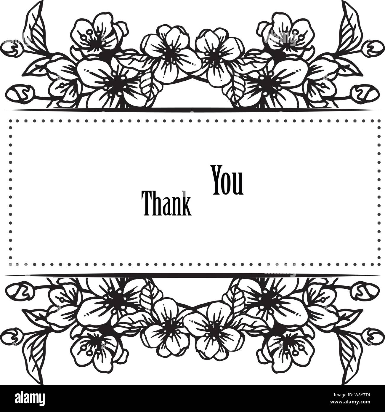 Abstract flower frame, ornament design card thank you. Vector ...